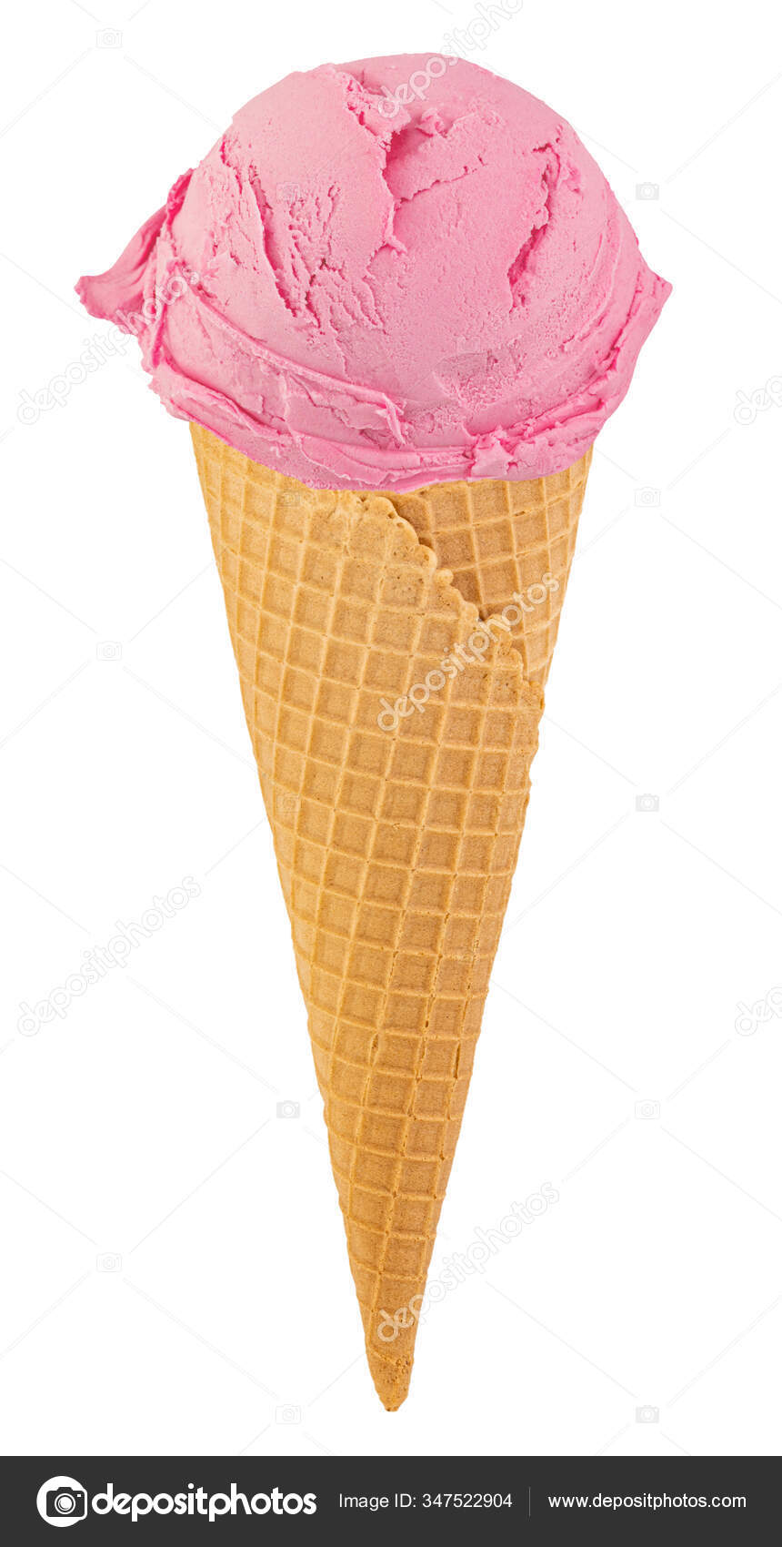 Raspberry Ice Cream Cone White Background Clipping Path Stock Photo by ...