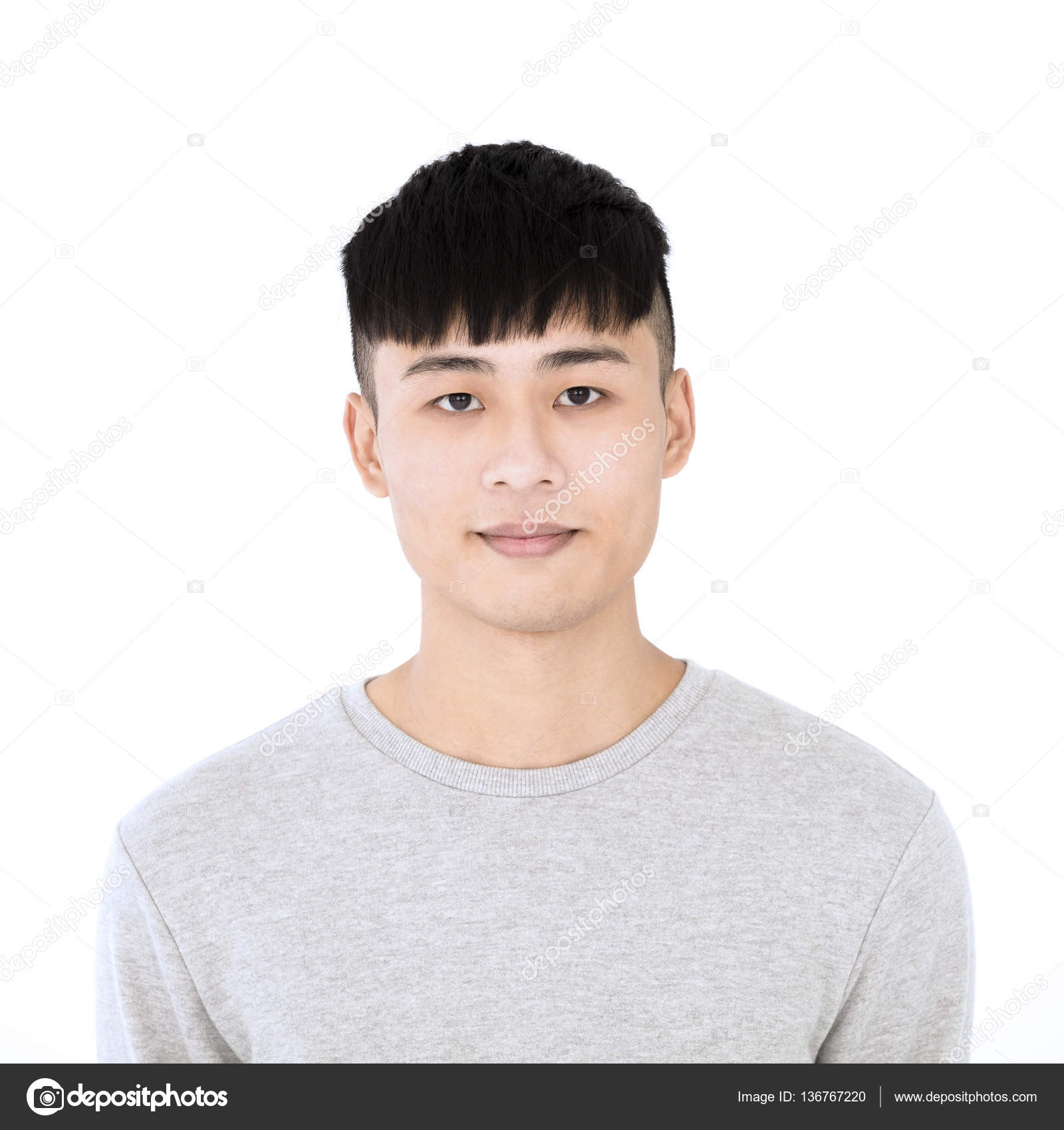 Closeup asian young man face portrait — Stock Photo © tomwang #136767220