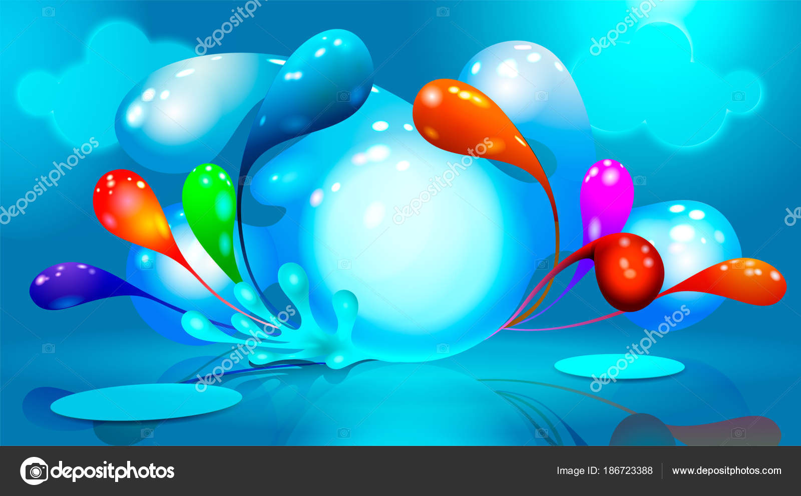 Background with color drops. Vector illustration of different colored ...