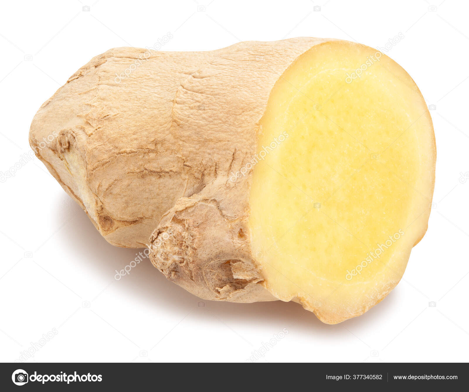 Sliced Ginger Path Isolated White — Stock Photo © bergamont #377340582