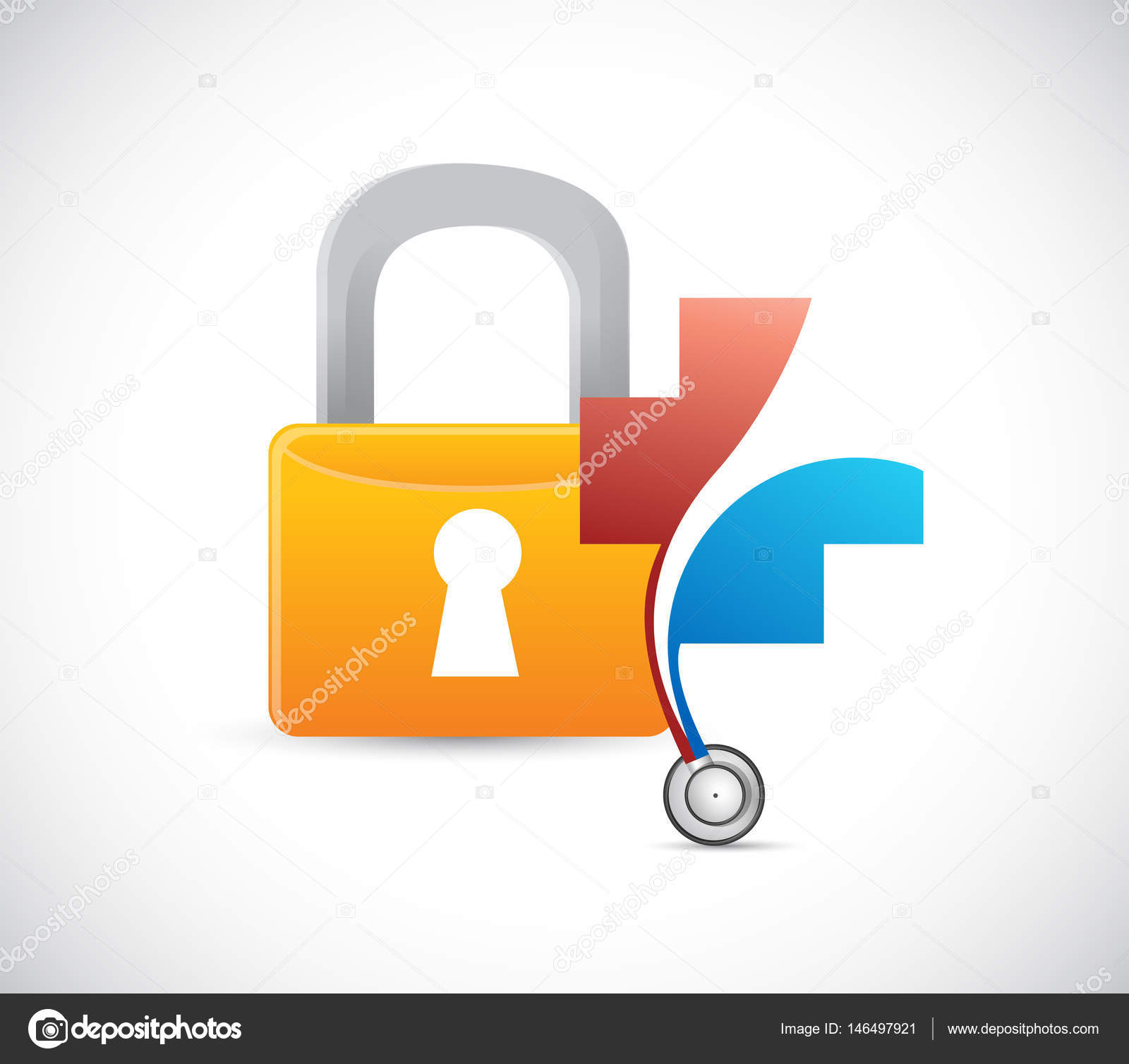 Health lock security concept. illustration design — Stock Photo ...