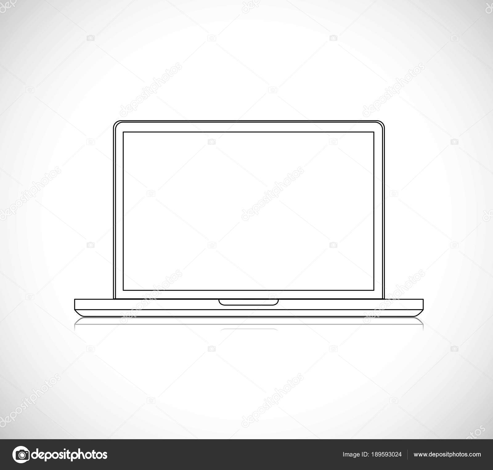 Line drawn laptop computer Illustrator. design graphic — Stock Photo ...
