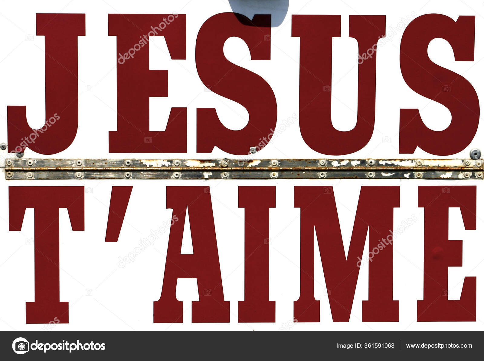 Red Sign White Bodywork Truck Saying French Jesus T'aime Jesus Stock ...