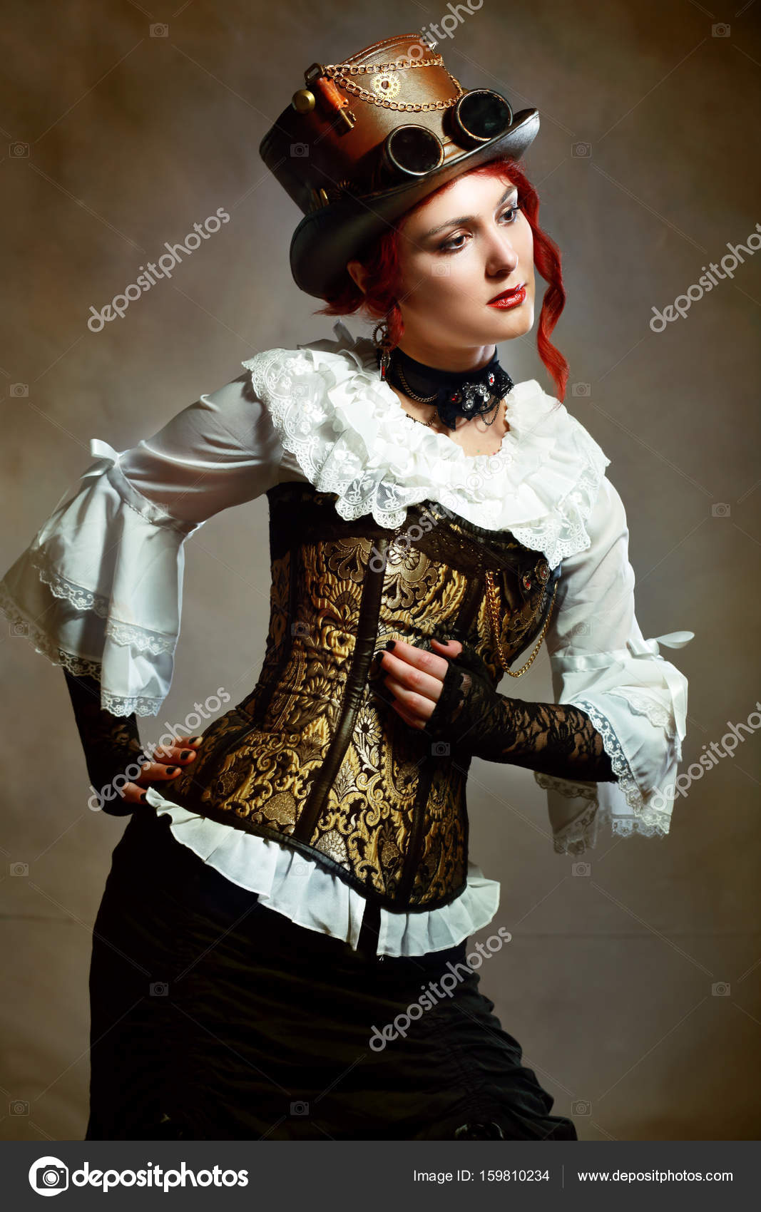 Steampunk Meisje Tekening Retro Vintage Punk & Gothic Steampunk Jas