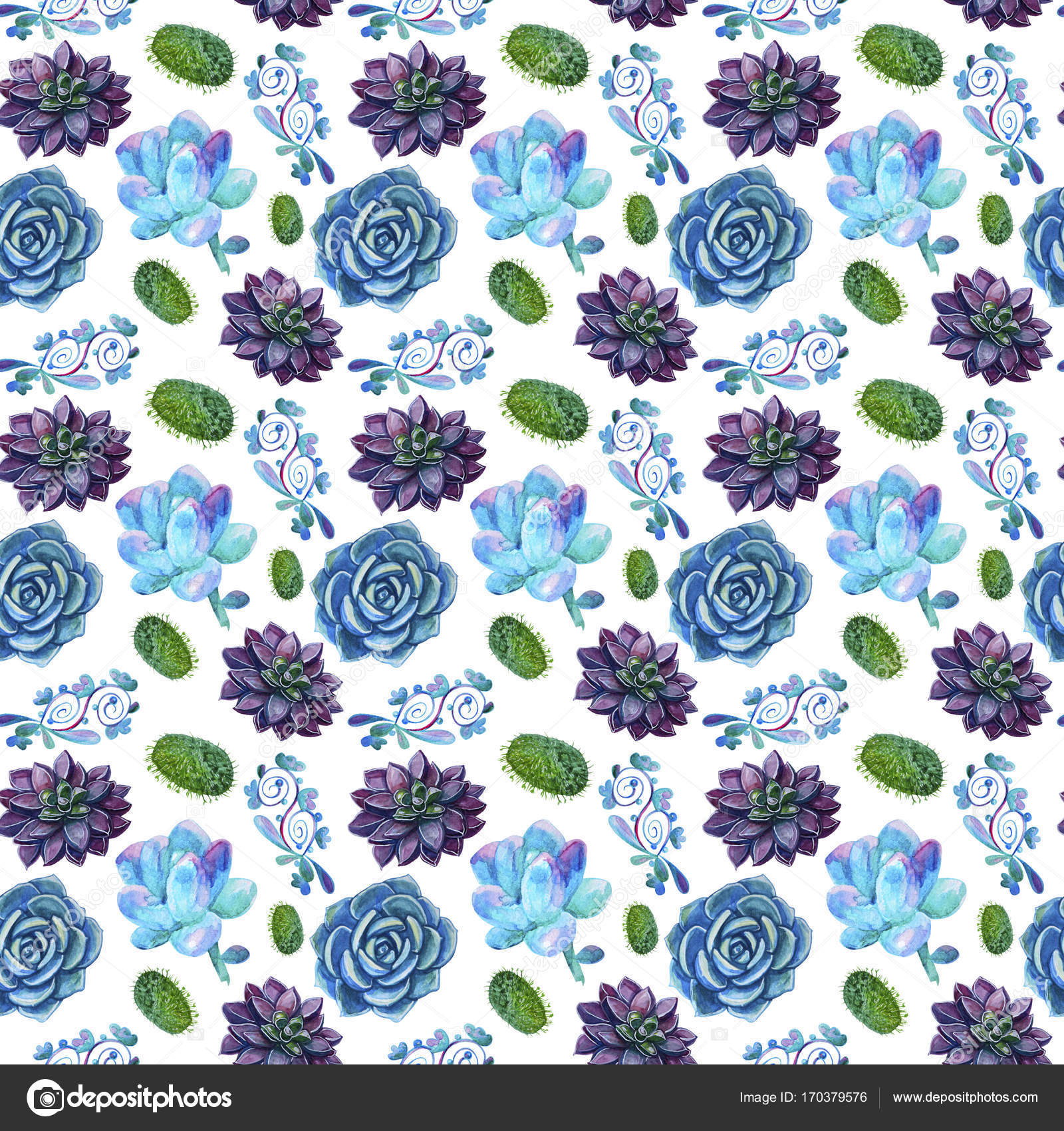 Watercolor seamless pattern texture - succulents plants clipart ...