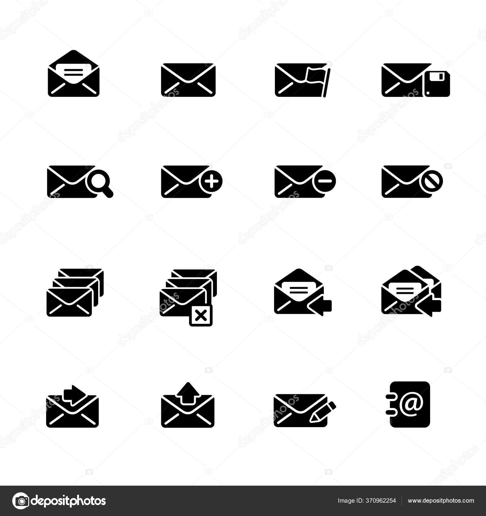 Mail Icons Black Series Vector Black Icons Your Web Media Stock Vector ...