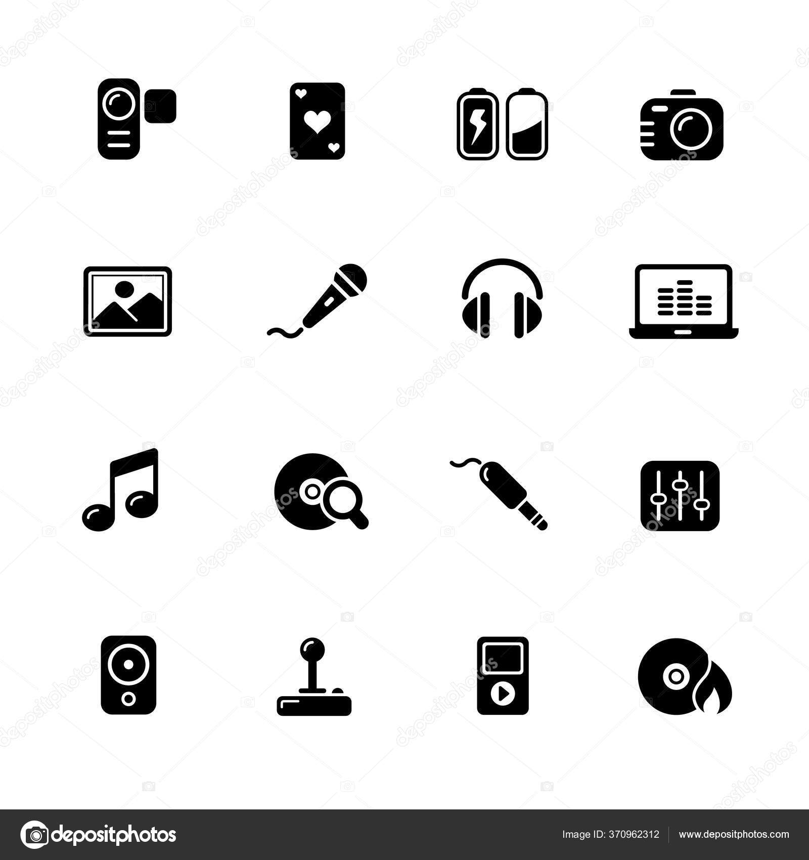 Media Entertainment Web Icons Black Series Vector Black Icons Your ...