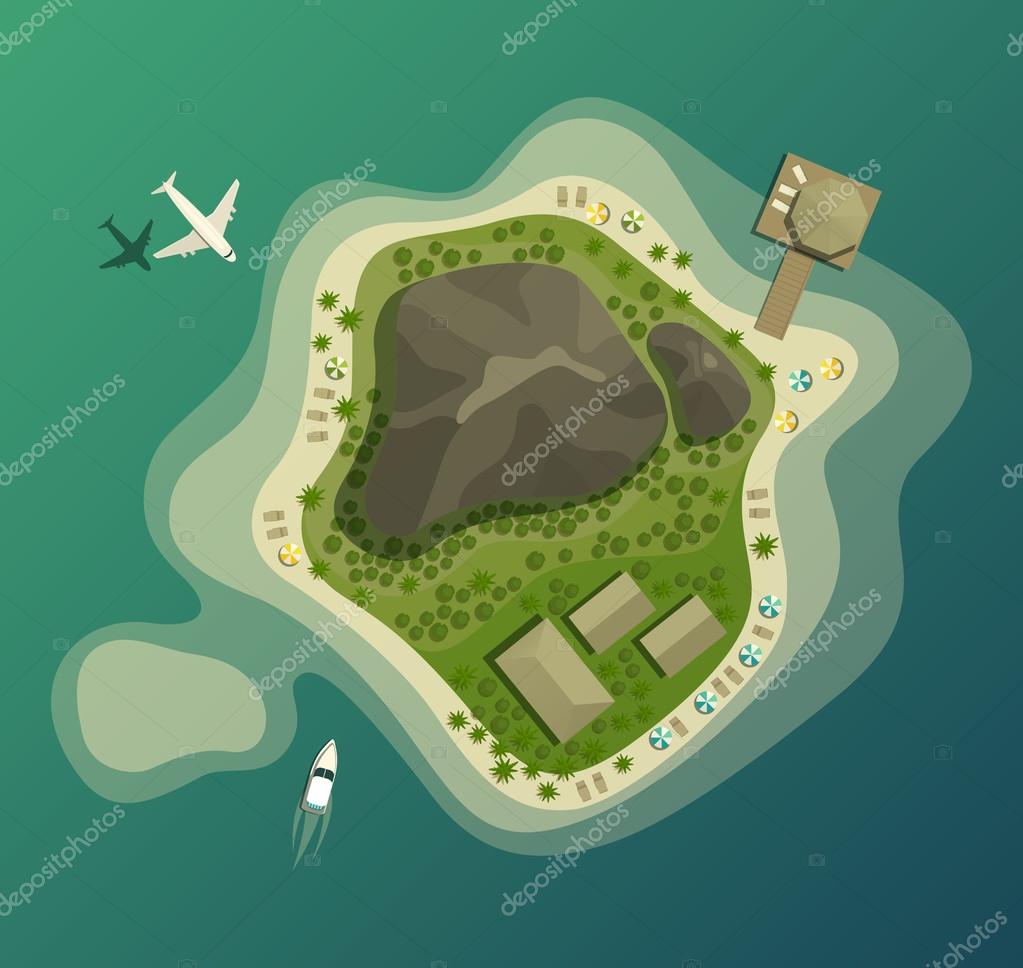 Island Top View Vector