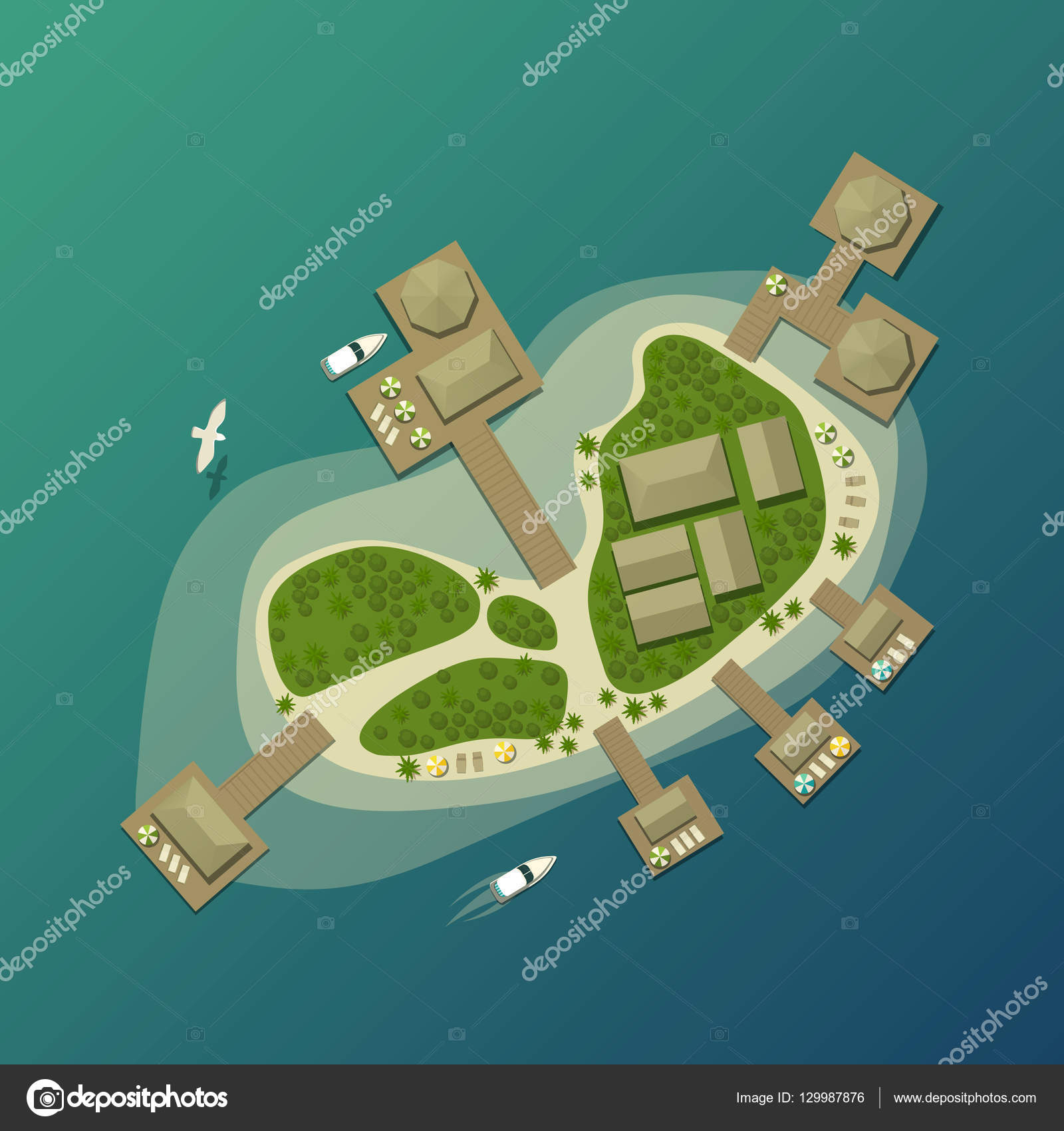 Island Top View Vector