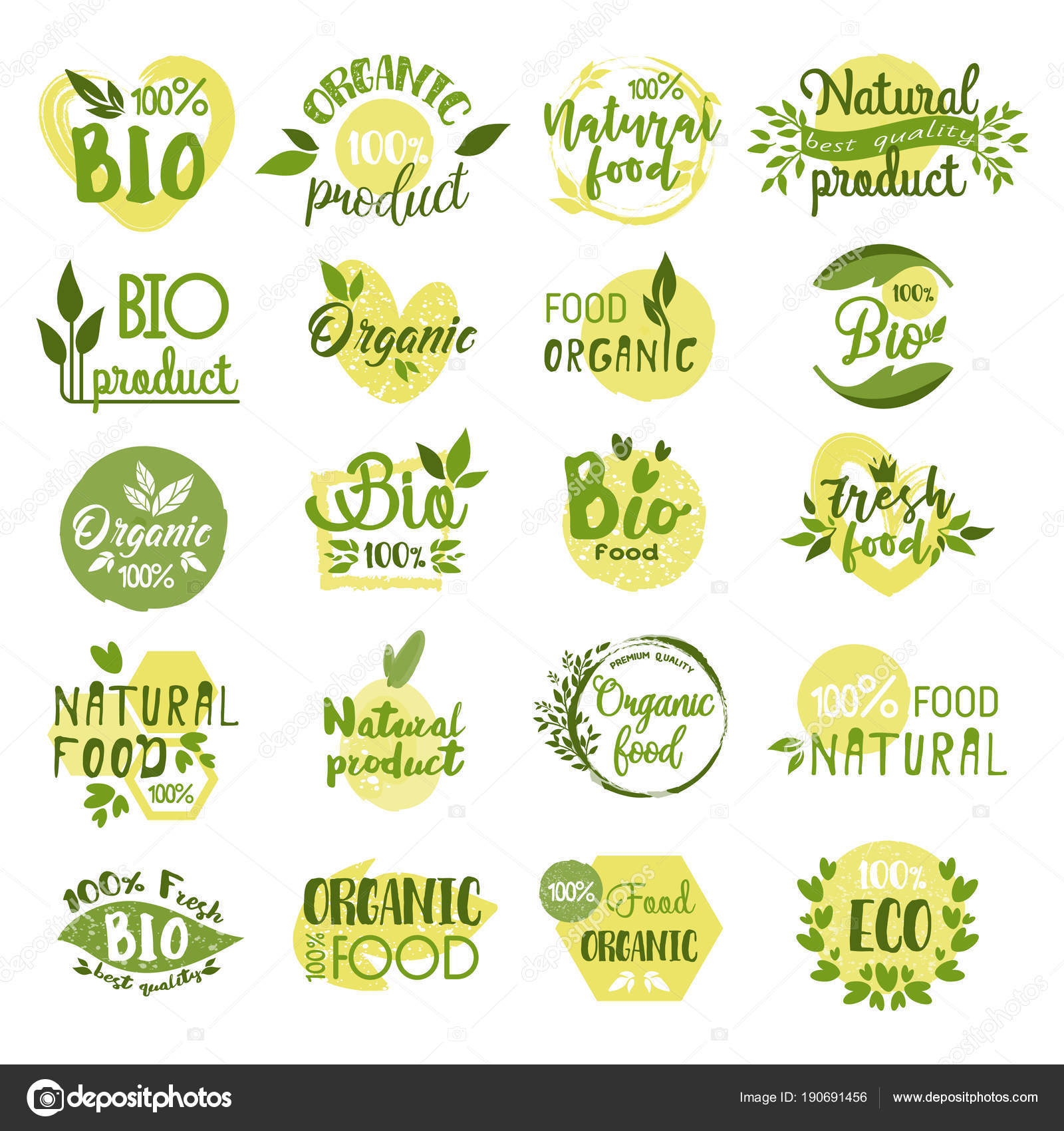 Set of isolated bio product logo, vegetarian food Stock Vector Image by ...