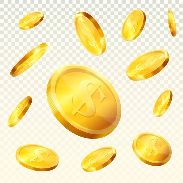 Gold coin rain falling transparent backgrounds Stock Vector Image by ...