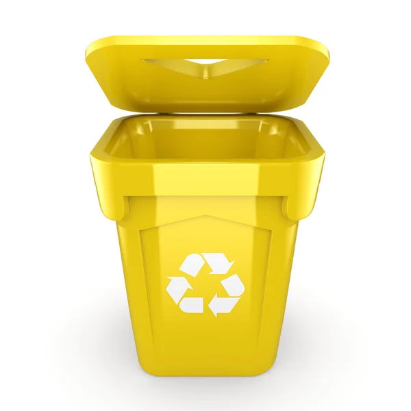 Cubo de reciclaje amarillo de renderizado 3D — Foto de stock #125974288 © apopium