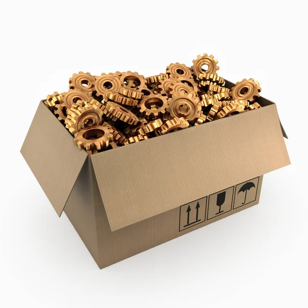 Cardboard box with gears Stock Photos, Royalty Free Cardboard box with ...