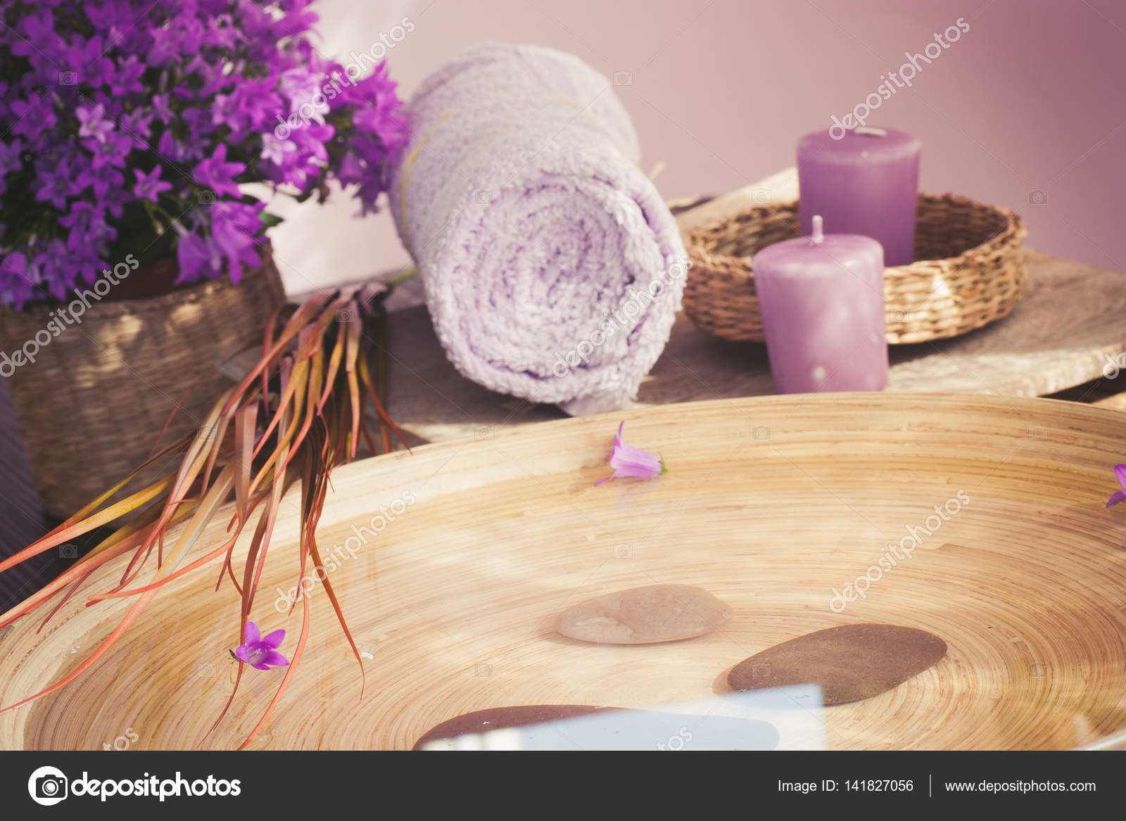 Purple spa setting Stock Photo by ©mythja 141827056