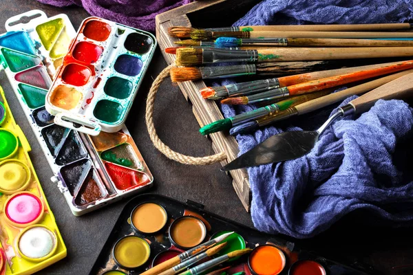 Paints Drawing Brush Background Composition Stock Photo by ©VIZAFOTO ...