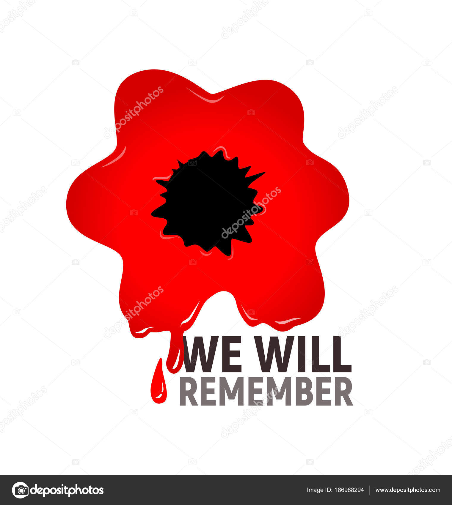 Remember Red Poppy Blood Color Stock Vector Image by ©pinkkoala #186988294