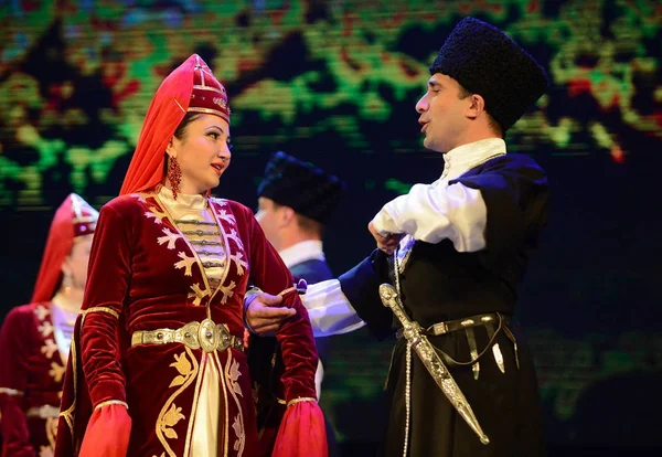Ossetians in traditional dress dancing folk mountain dance. – Stock ...
