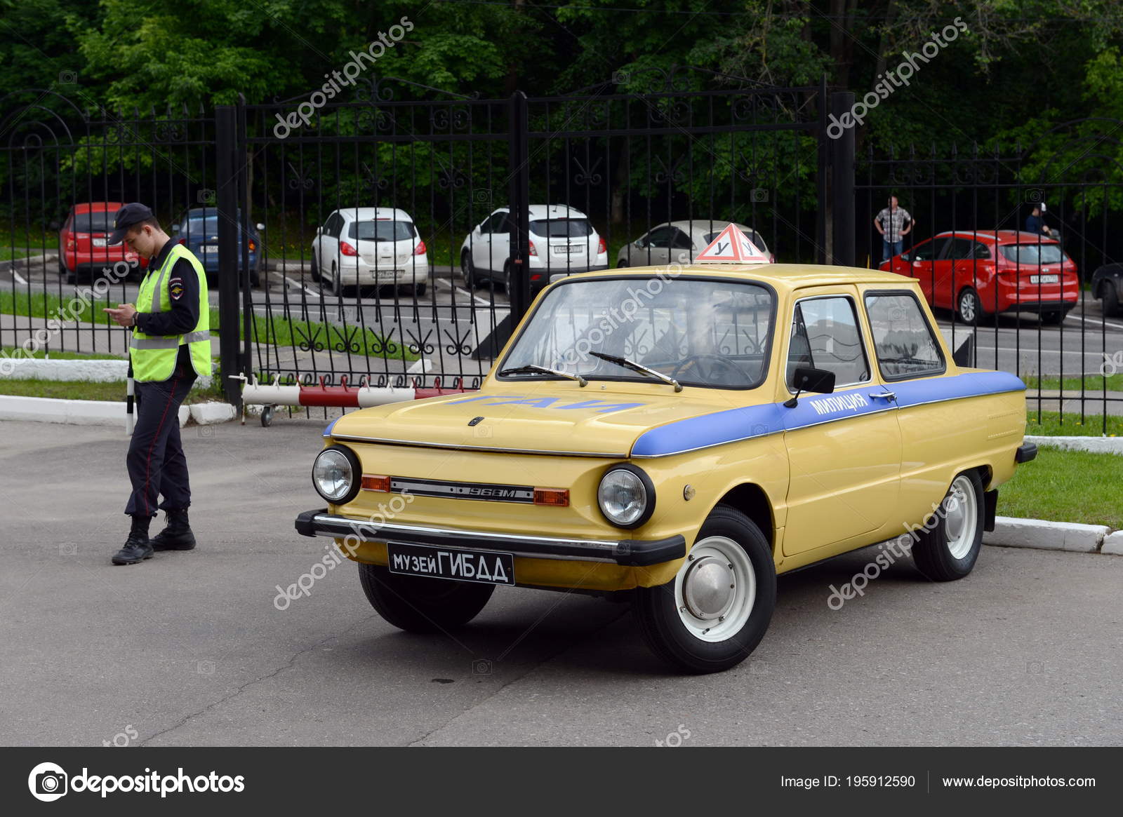 Old Soviet car ZAZ-968M "Zaporozhets" in the version of the police car ...
