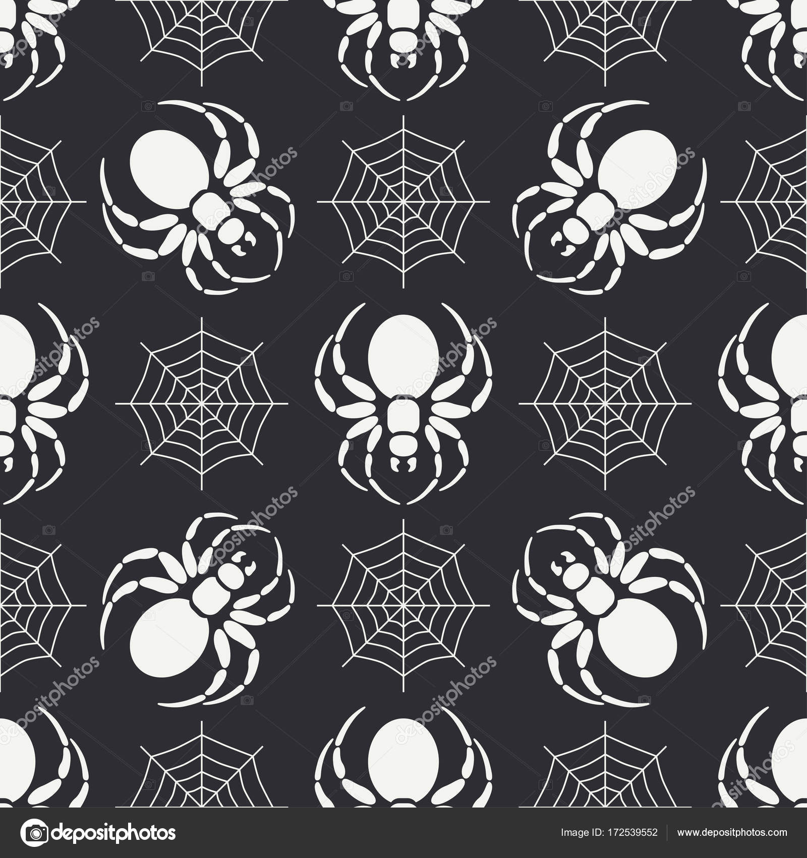 Flat monochrome vector seamless wildlife fauna pattern with black widow ...