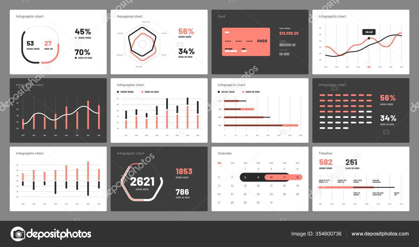 Dashboard Ui And Ux Kit With Big Data Visualization Stock Vector By ©dimakostrov 354600736