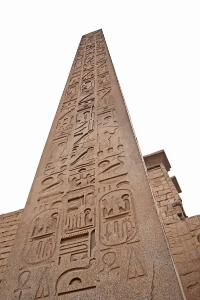 Large Tall Ancient Egyptian Obelisk Temple Karnak Luxor Hieroglyphic Carvings — Stock Photo ...