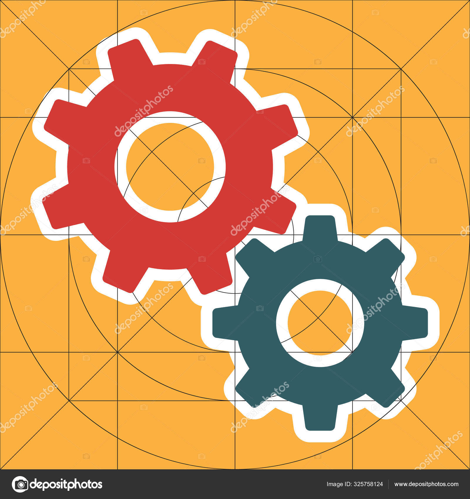 Icono de vectores simples de engranajes, Pictograma de rueda de ...