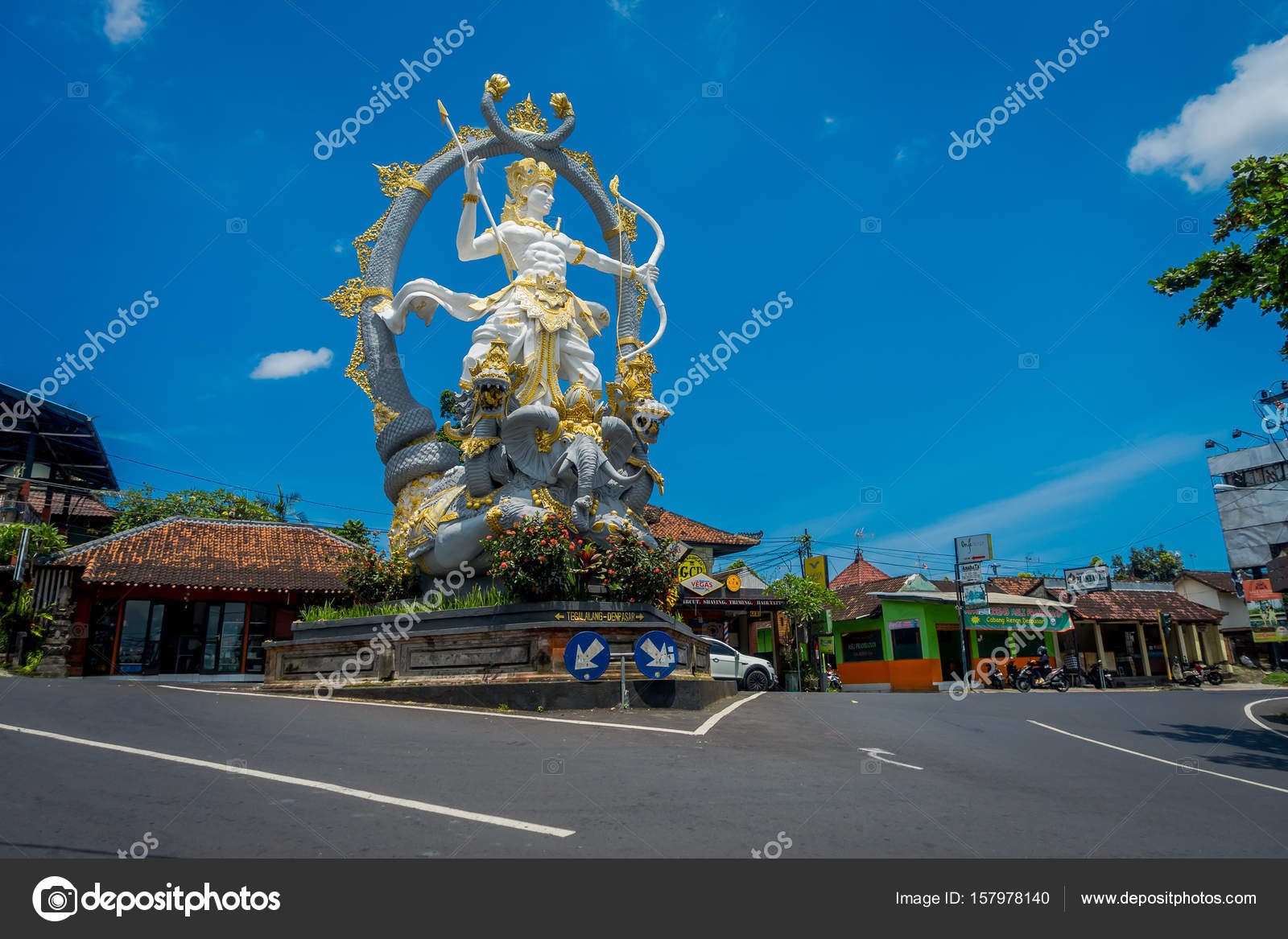 BALI, INDONESIA - APRIL 05, 2017: Beautiful statue of Arjuna at the ...
