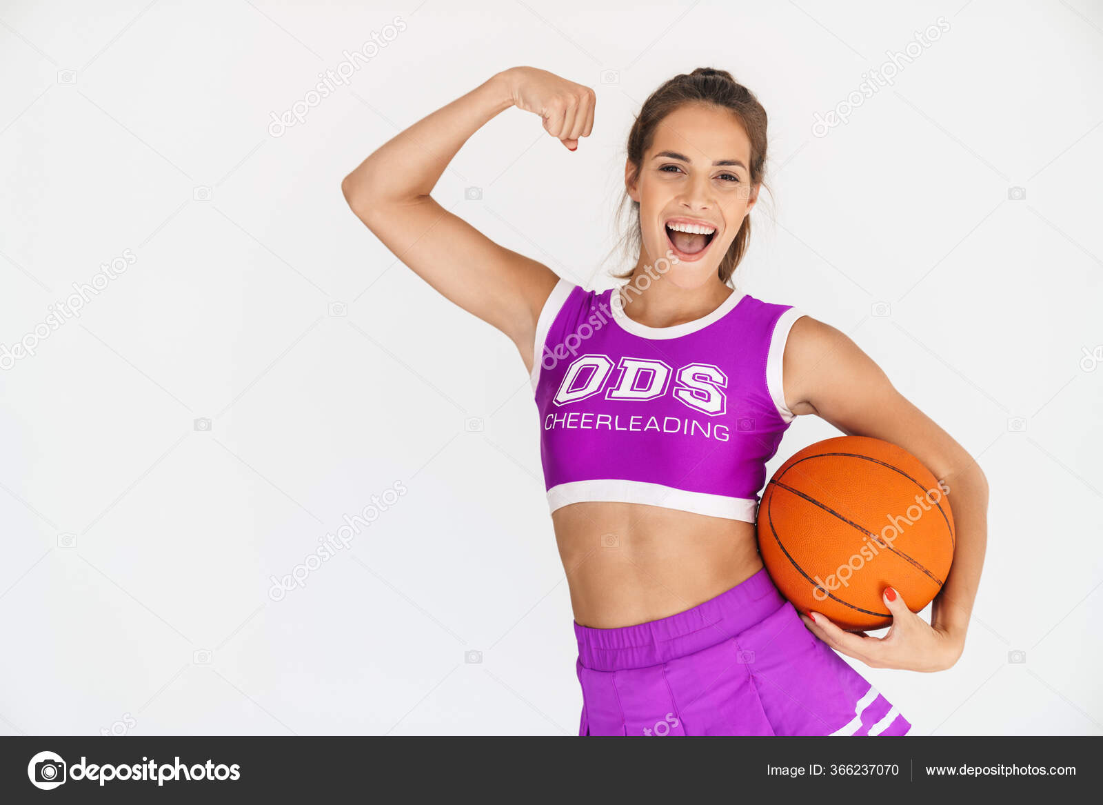 Image Smiling Emotional Cheerleader Woman Isolated White Wall ...