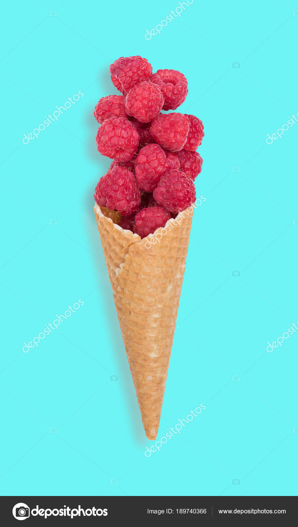 Raspberry ice cream cone with fresh fruits Stock Photo by ©merc67 189740366