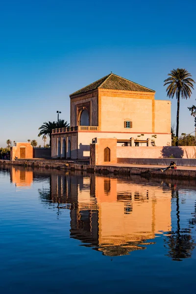 Menara gardens in Marrakech, Morocco, with Atlas mountains — Stock ...