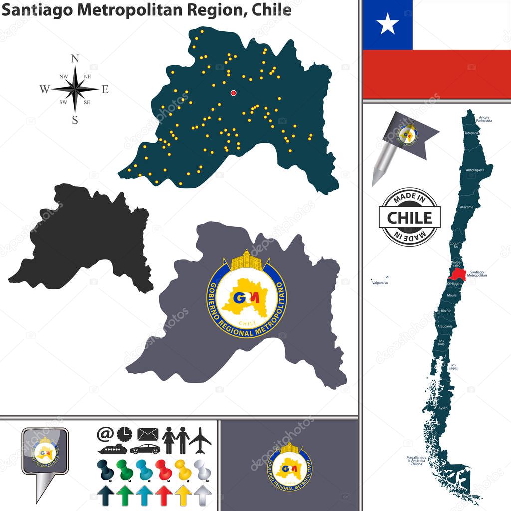Mapa de Santiago Metropolitan, Chile 2022