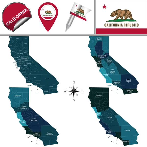 Southern california map Vector Art Stock Images | Depositphotos