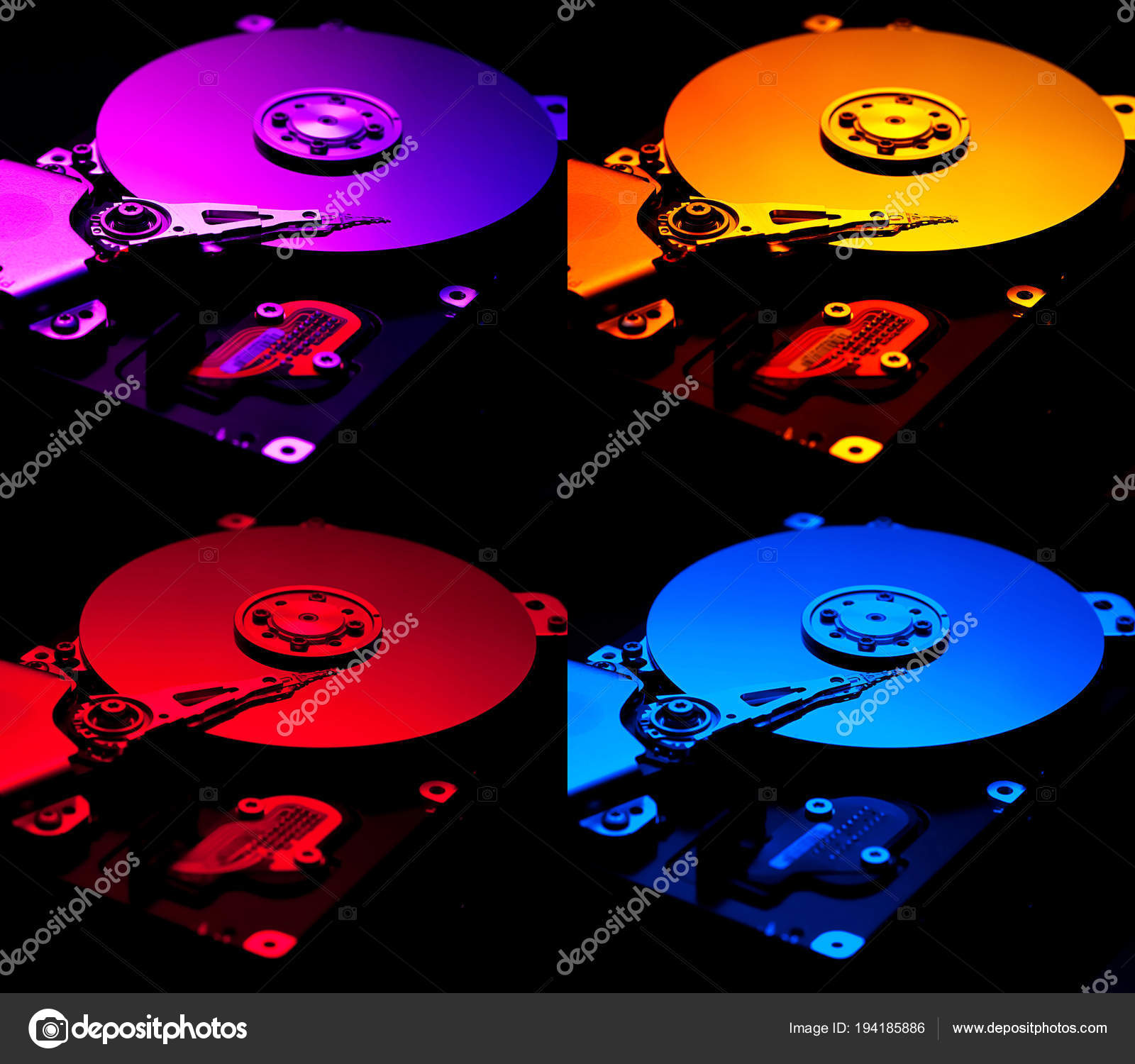 Collage Colorful Hard Disk Drives Stock Photo by ©rozmarina 194185886