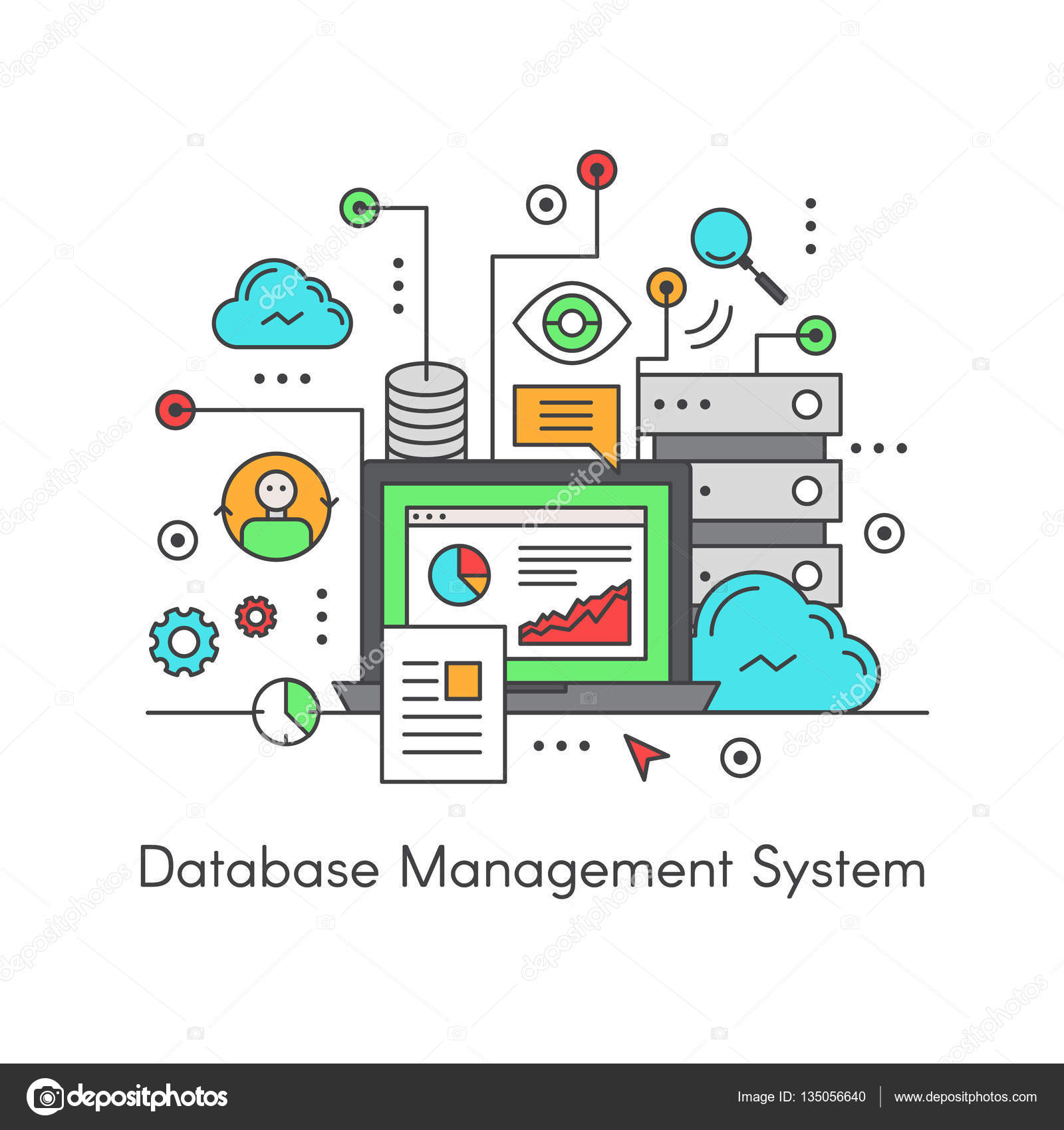 Databas 관리 시스템 Dbms 컴퓨터 소프트웨어 응용 프로그램이 사용자와 상호 작용 — 스톡 벡터 © Bub0bub0 135056640
