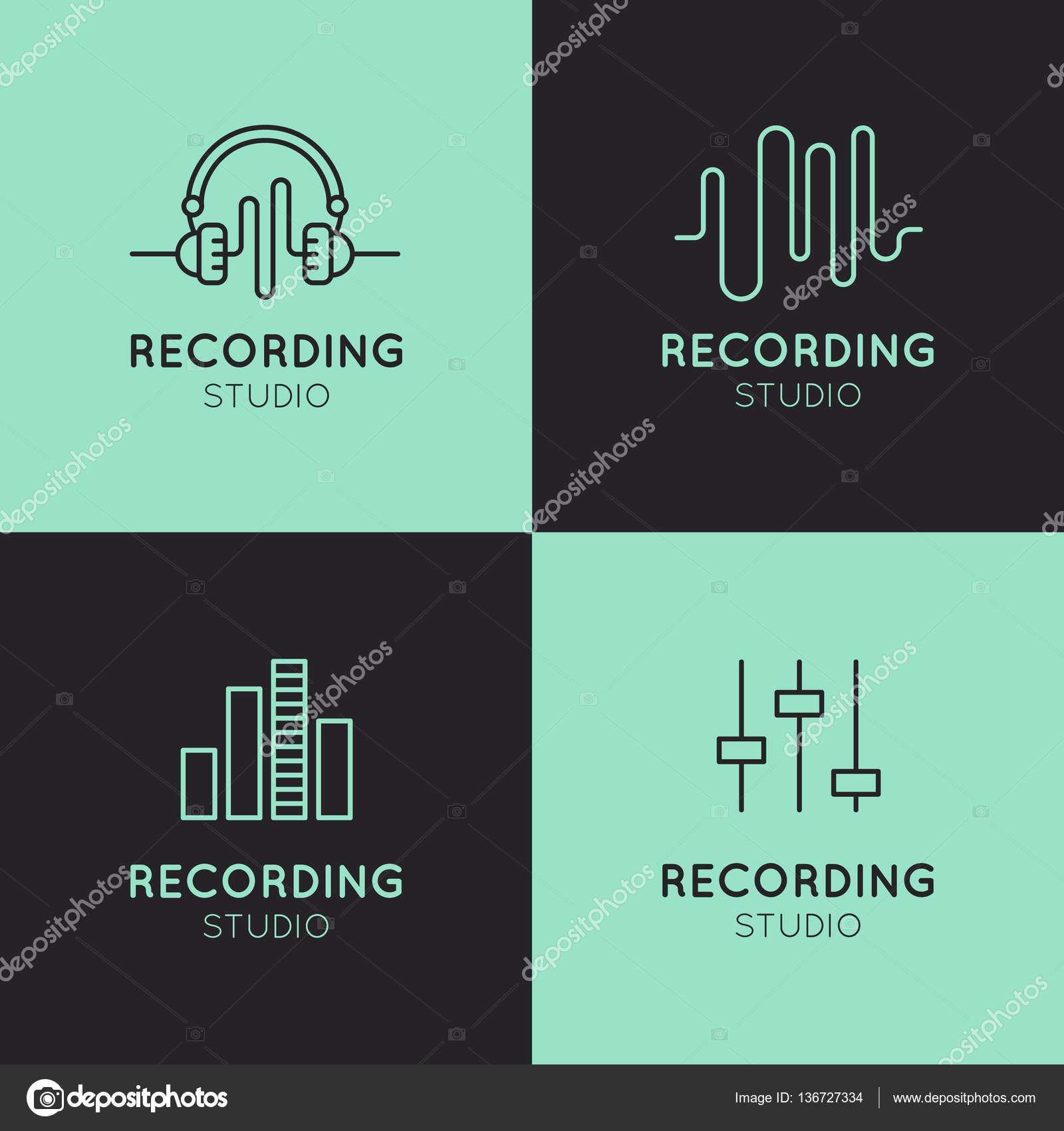 Recording Studio Labels Set Stock Vector Image by ©Bub0Bub0 #136727334