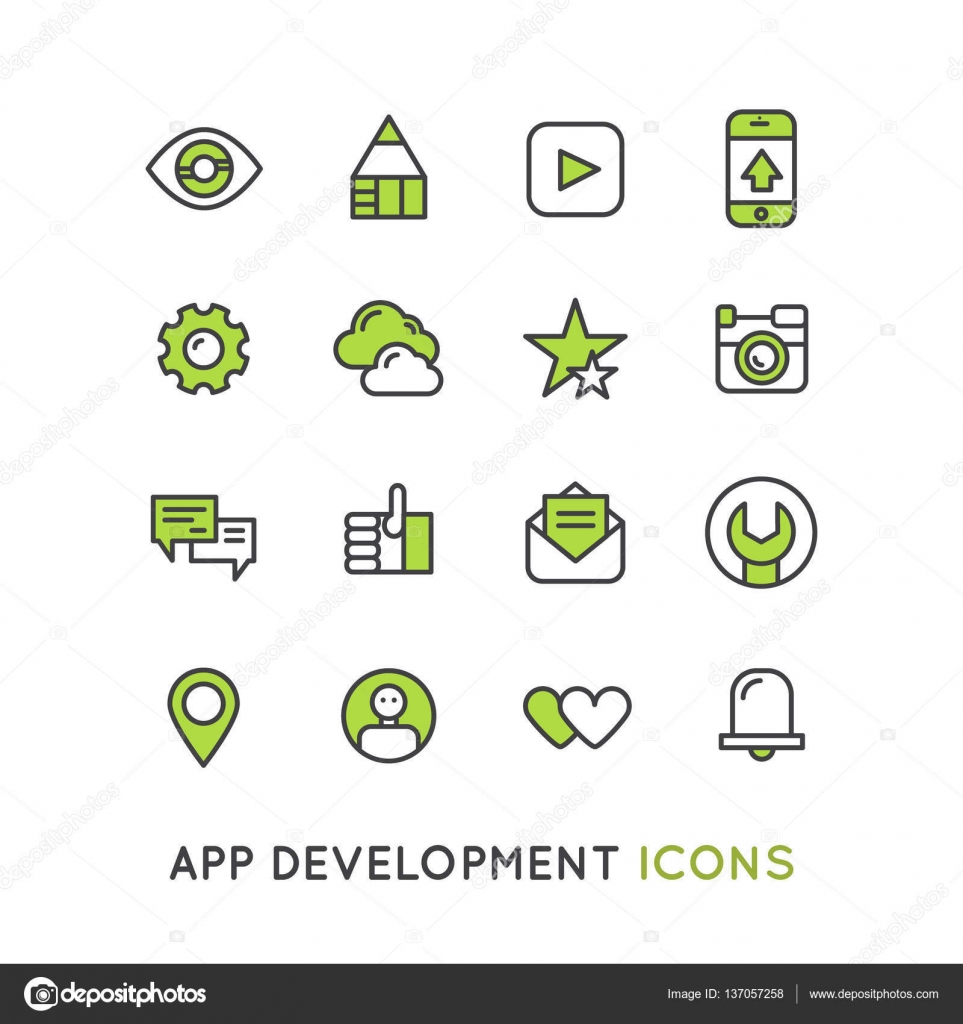 Logo Set for Mobile or Laptop Application Service — Stock Vector ...