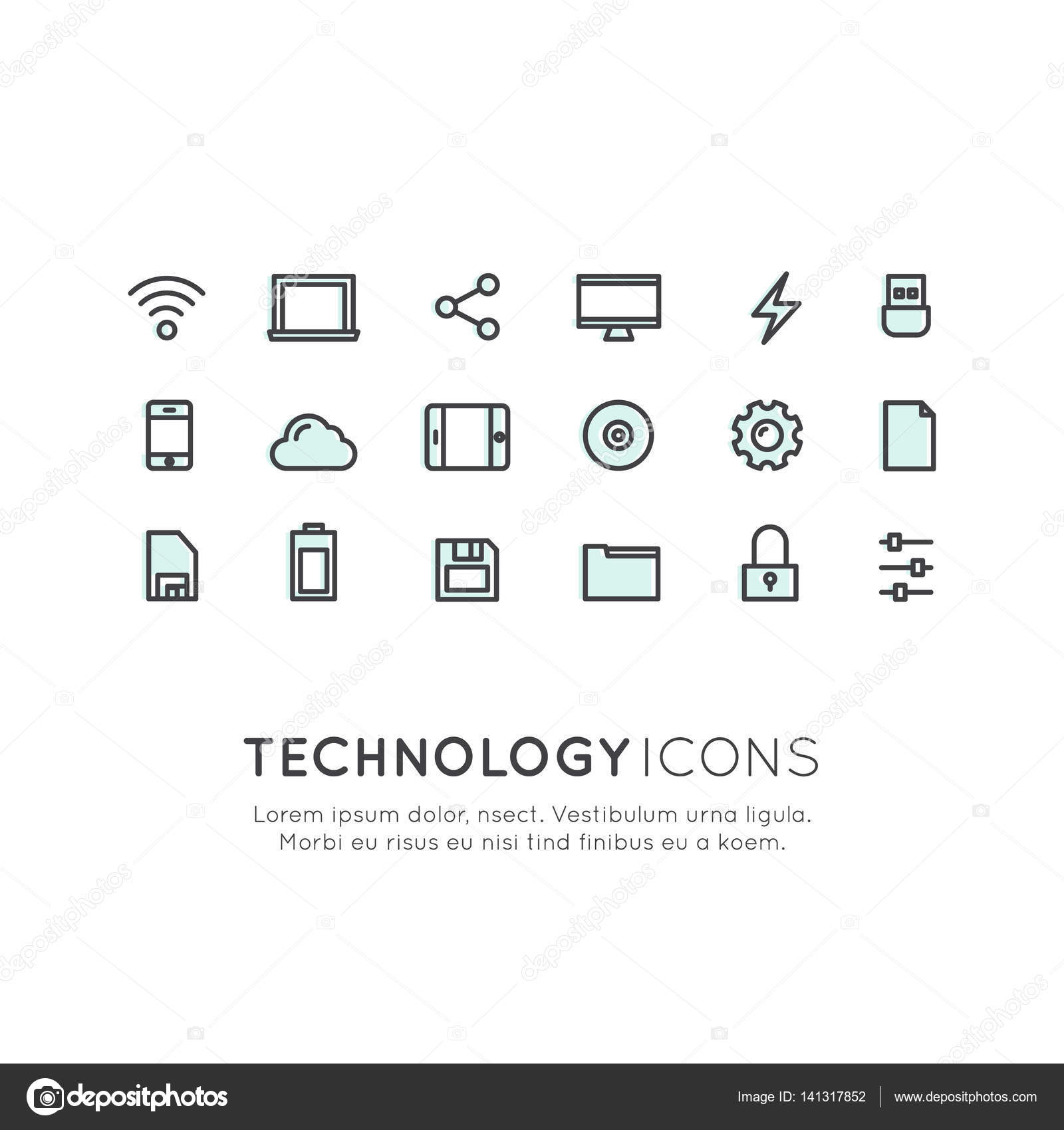 Collection of Data Technology, Mobile and Internet Tools, Devices ...