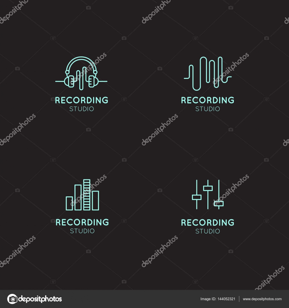 Music Logo Set. Recording Studio Labels. Podcast and Radio Badge with ...