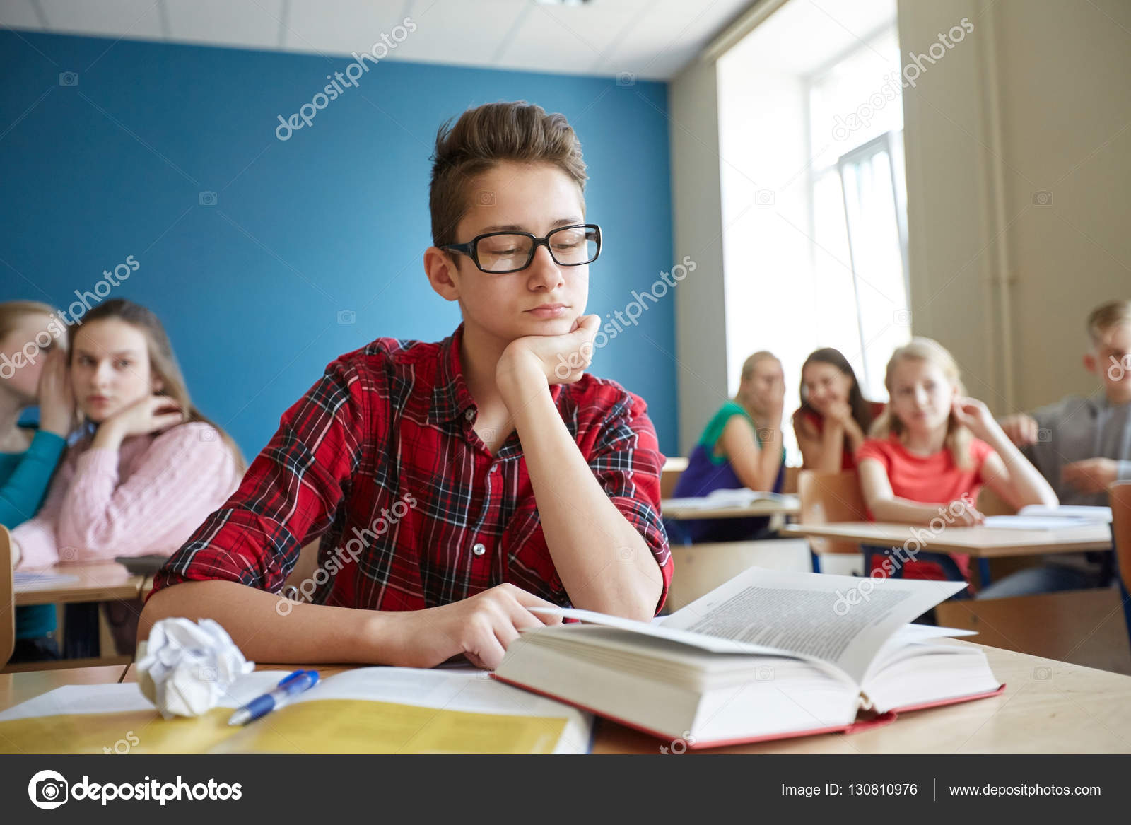 Students gossiping behind classmate back at school — Stock Photo © Syda ...
