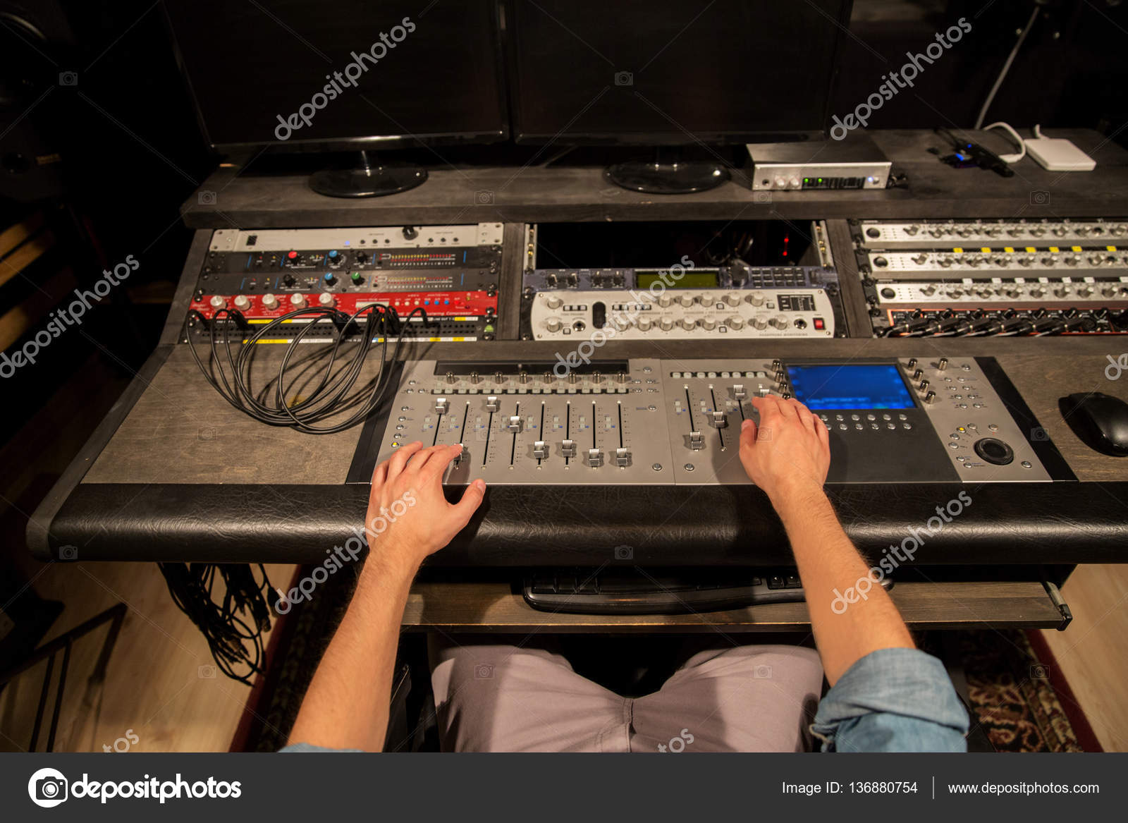 Man using mixing console in music recording studio — Stock Photo © Syda ...
