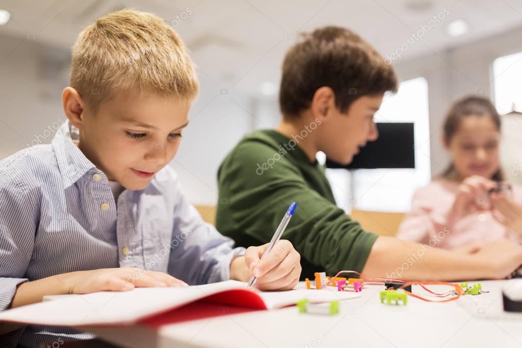 Happy children building robots at robotics school — Stock Photo © Syda ...