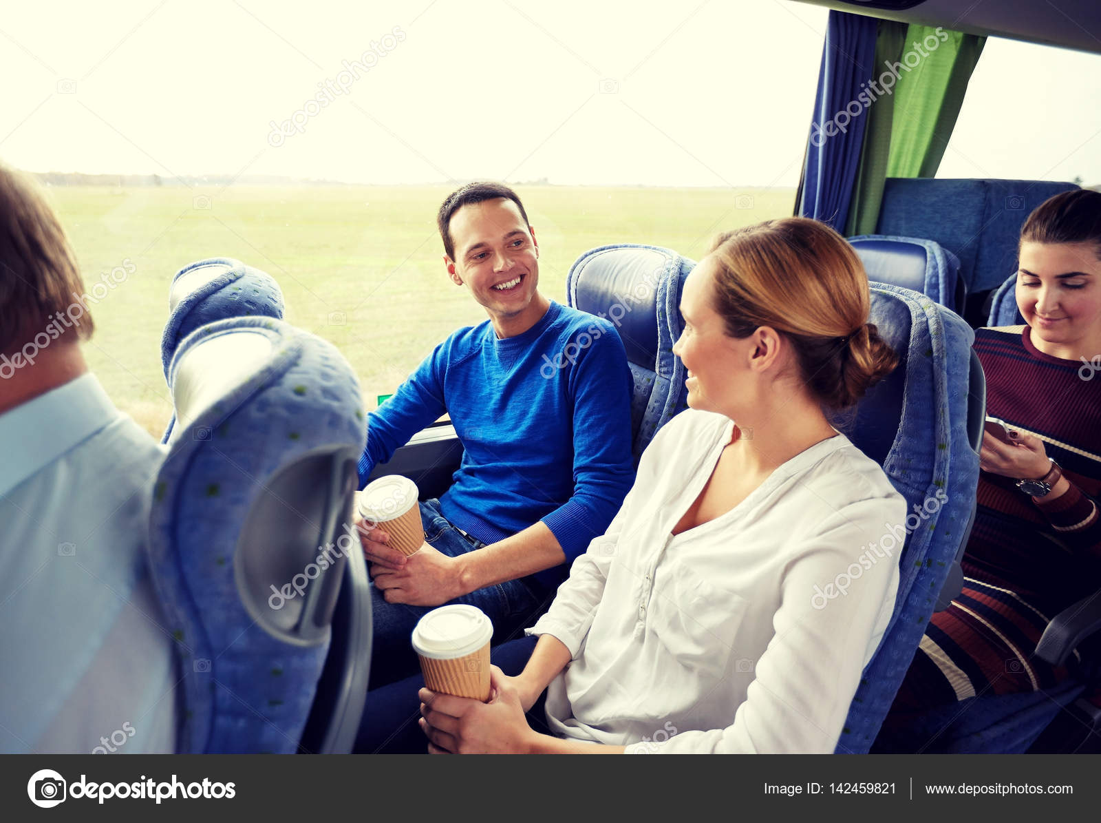 Group of happy passengers in travel bus — Stock Photo © Syda ...