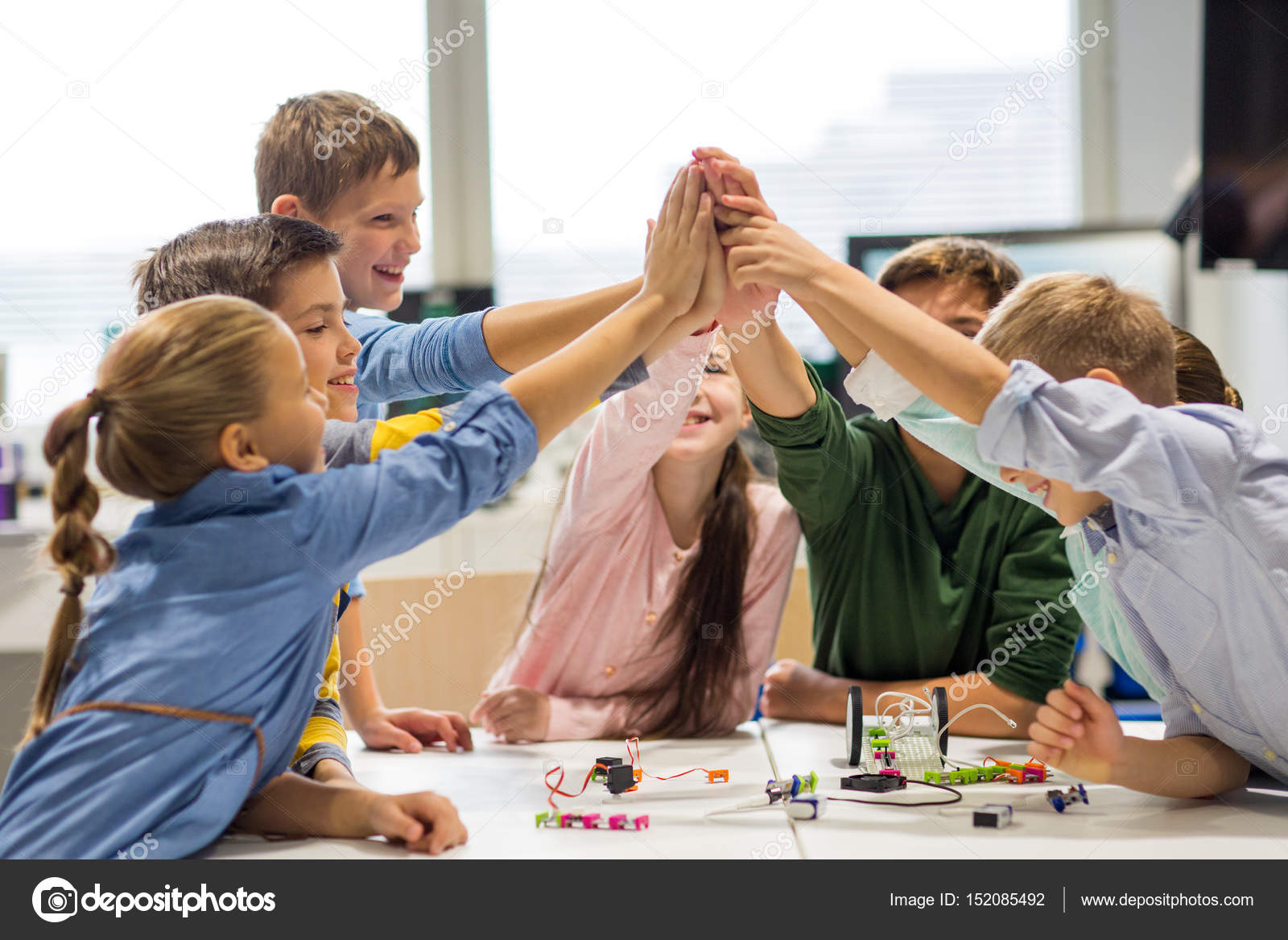 Happy High School Children