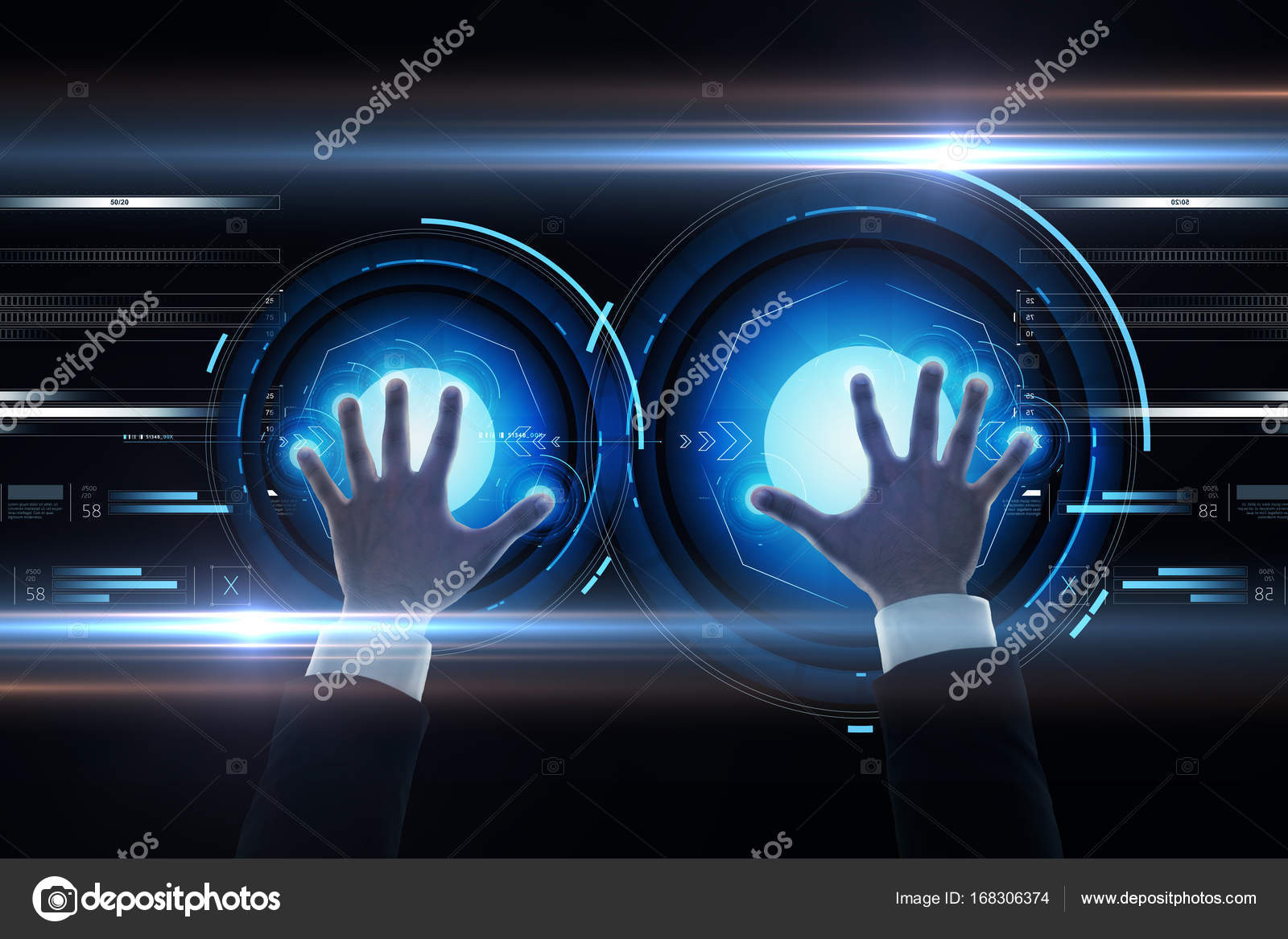 Businessman hands with virtual projection Stock Photo by ©Syda ...
