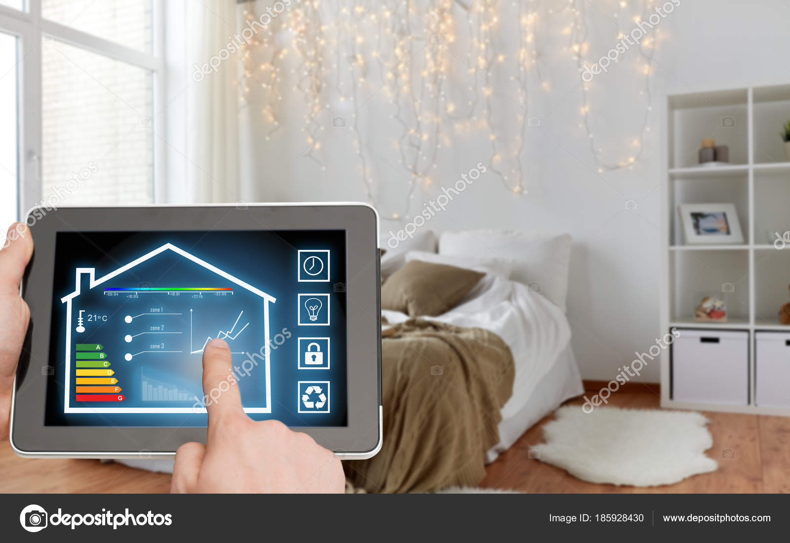 Tablet pc with smart home settings on screen — Stock Photo © Syda ...
