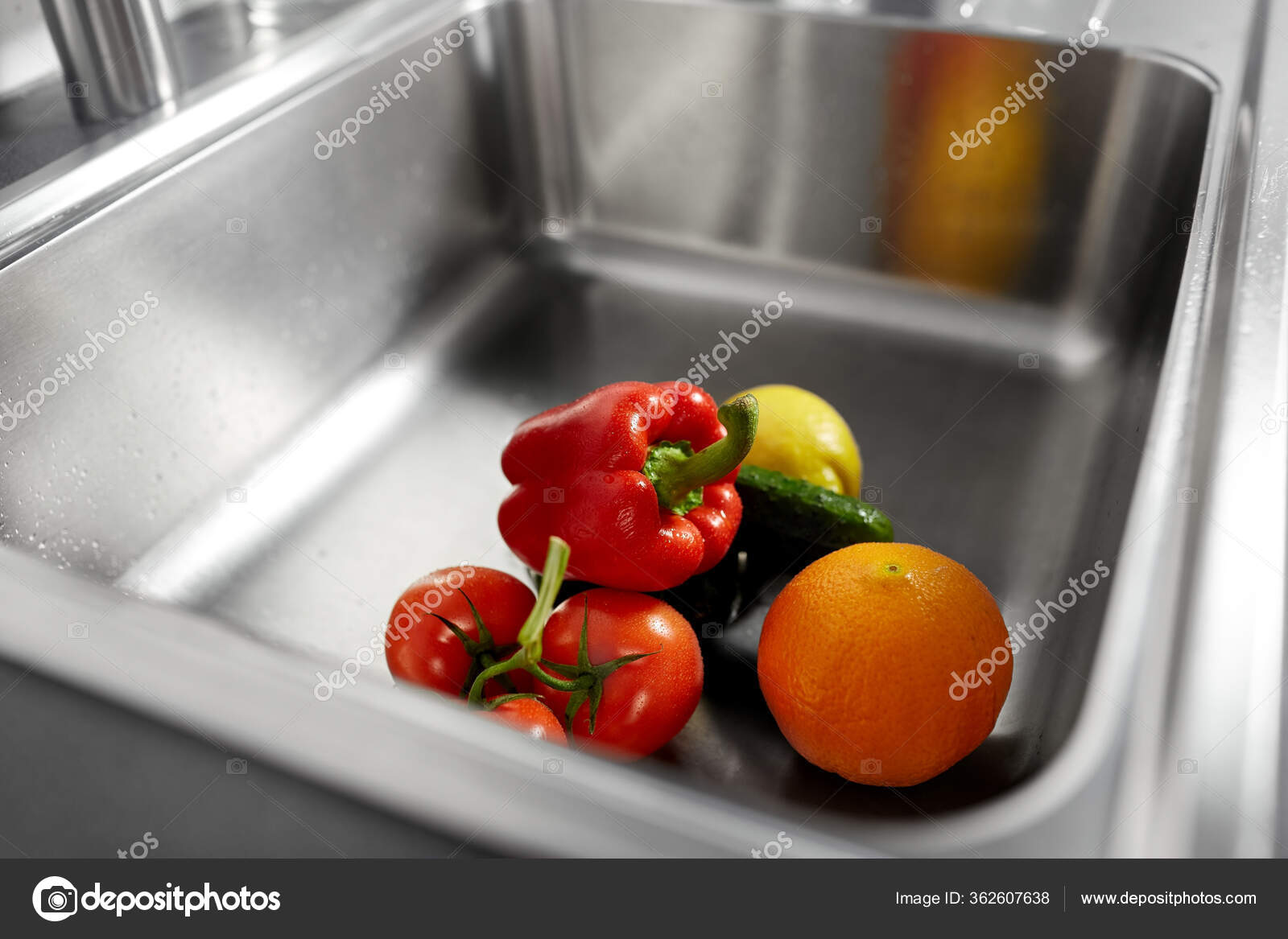 Fruits and vegetables in kitchen sink — Stock Photo © Syda_Productions ...