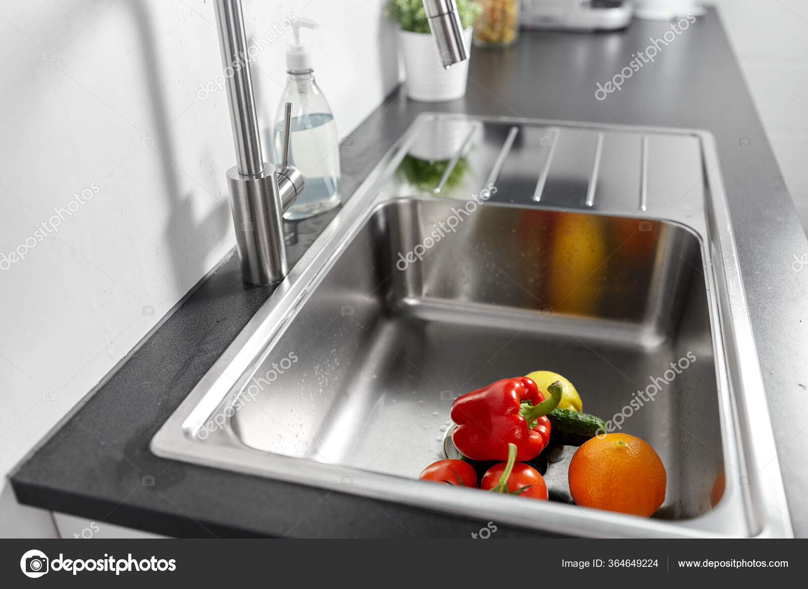 Fruits and vegetables in kitchen sink Stock Photo by ©Syda_Productions ...