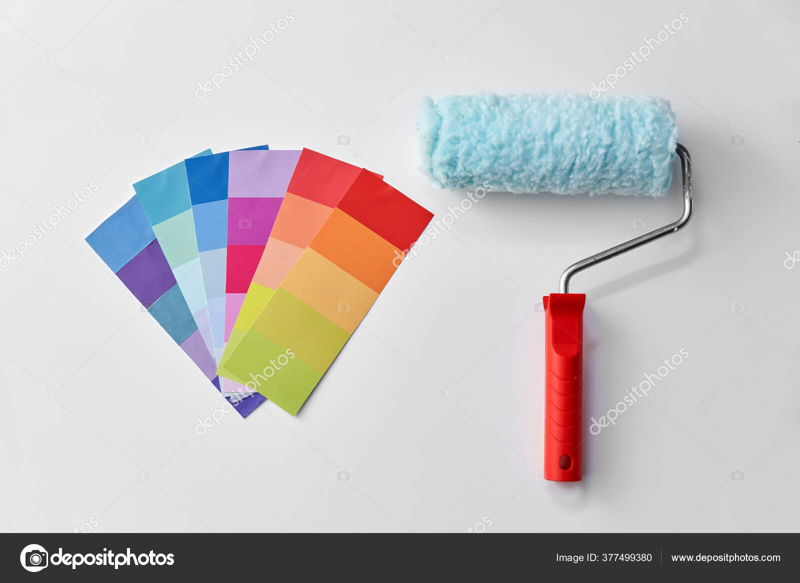 Paint roller and color palette on white background Stock Photo by ©Syda ...