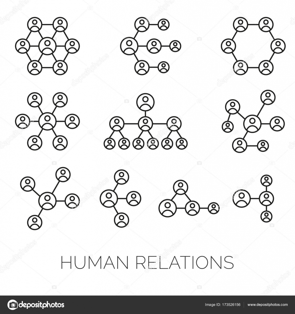 Human relations simple charts. Hierarchy, connections, organizations ...