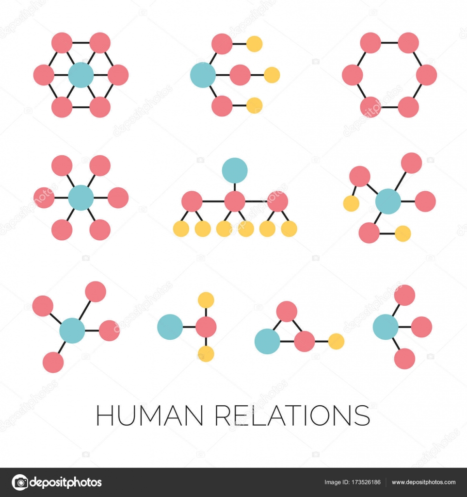 Human relations simple charts. Hierarchy, connections, organizations ...